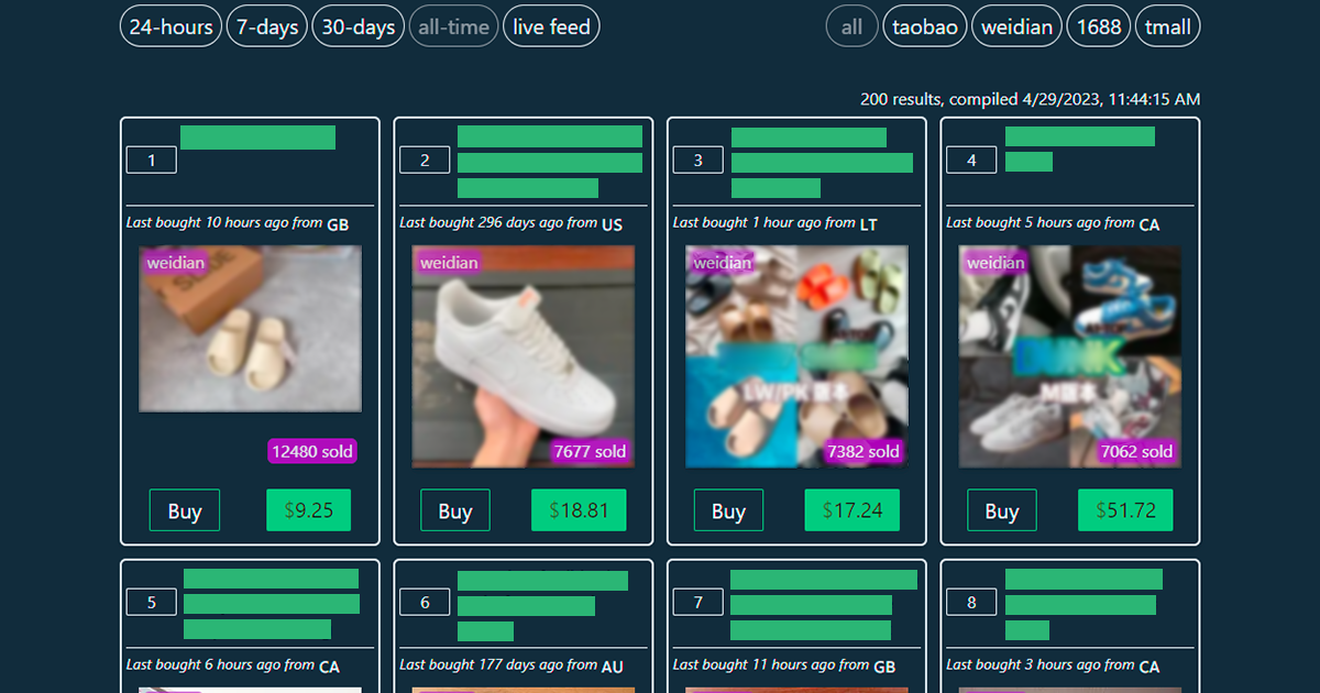 JadeShip TOP: Most popular items of the last 30 days